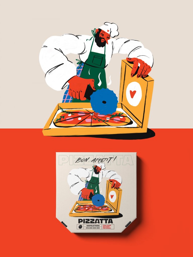 Case Study: Pizzatta. Artistic Pizza Packaging Design