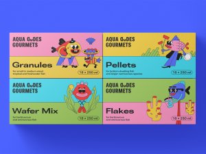 Case Study: Aqua Dudes. Cartoonish Packaging Design for Fish Food Brand