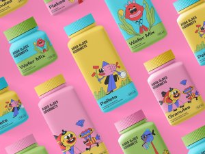 Case Study: Aqua Dudes. Cartoonish Packaging Design for Fish Food Brand